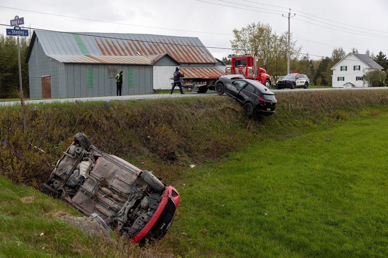 Collision frontale et sortie de route en Beauce