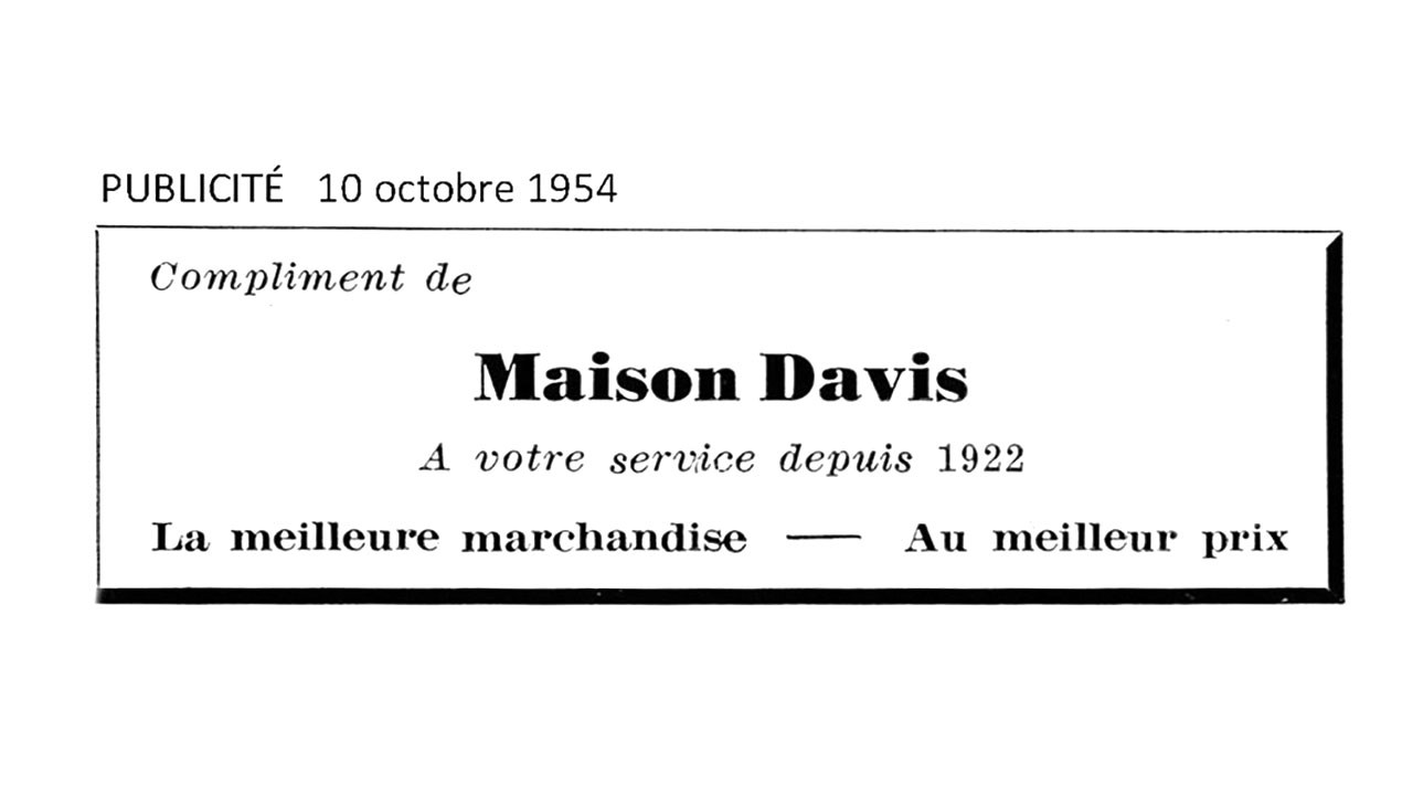 Du nouveau à propos du magasin «La Maison Davis»